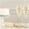 Elegant Couple Engraved Gold Cake Knife & Server Set