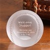 Personalized Crystal Baseball Paperweight - Welcome Slugger
