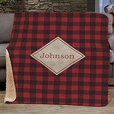 Cozy Cabin Personalized Buffalo Check Blankets