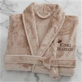 King and Queen Wedding Embroidered Luxury Fleece Robe - Grey