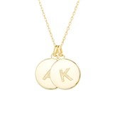 Engraved Gold Initial Disc Necklace - 2 Discs