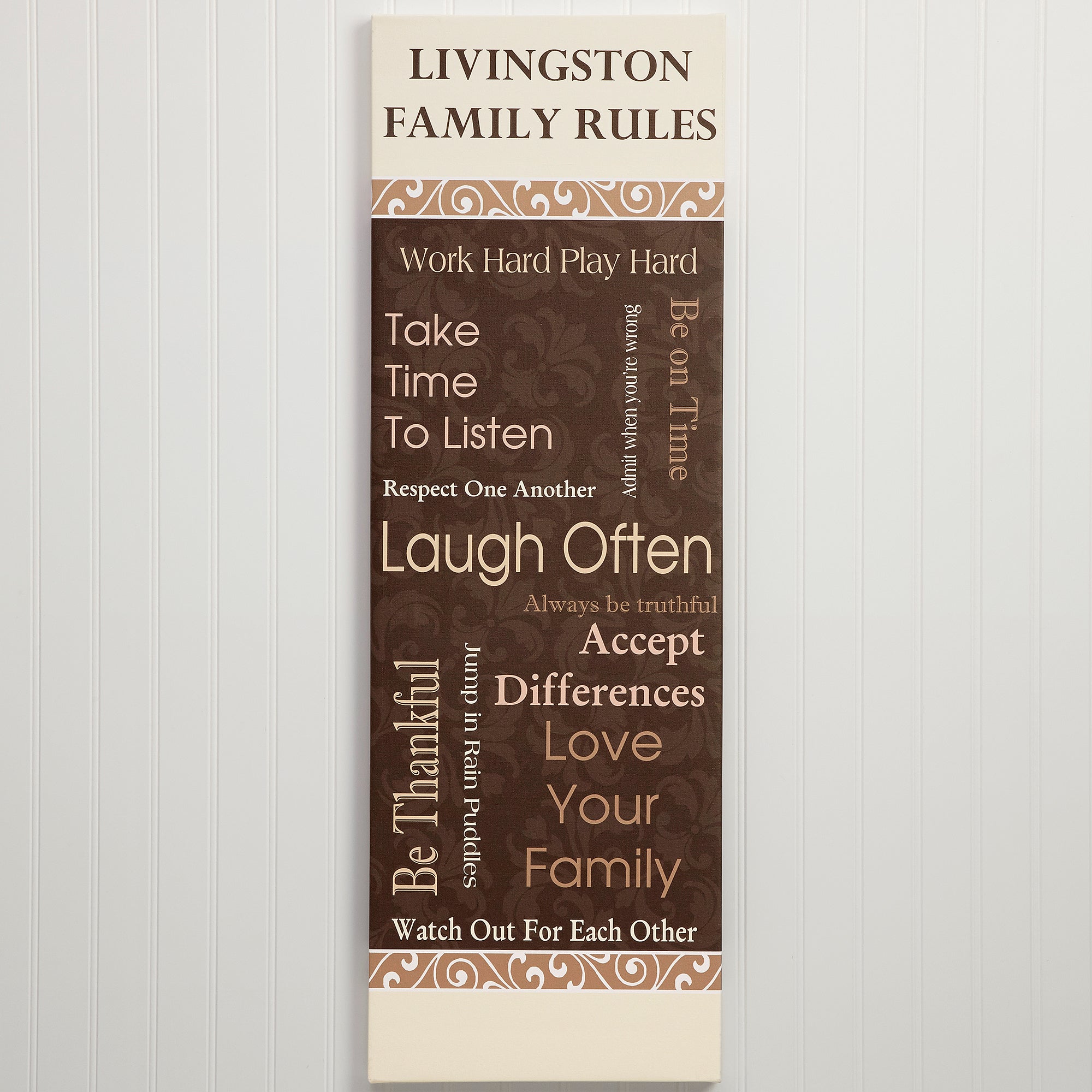 11946 - Our Family Rules Personalized Canvas Print