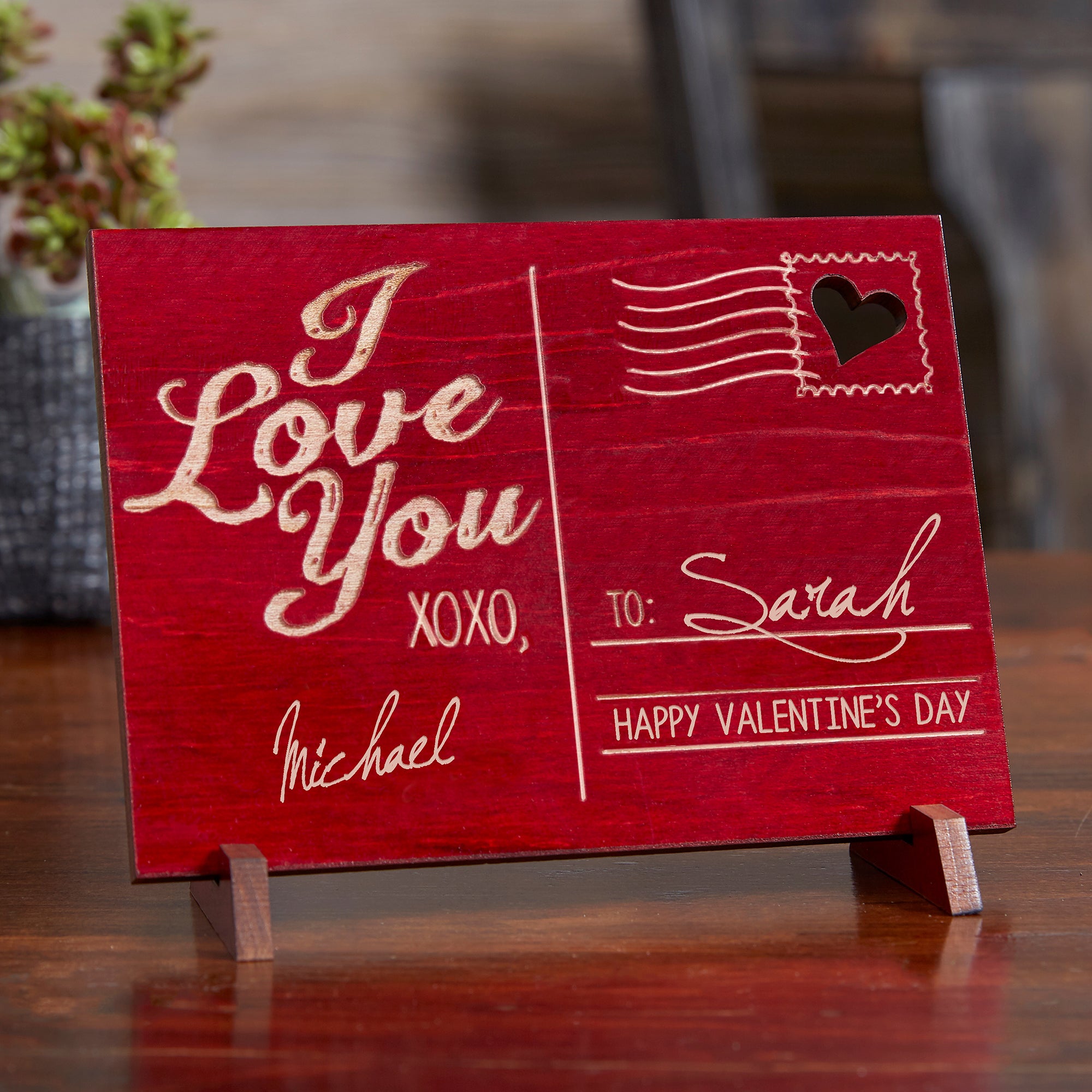 14005 - Sending Love Personalized Wood Postcard