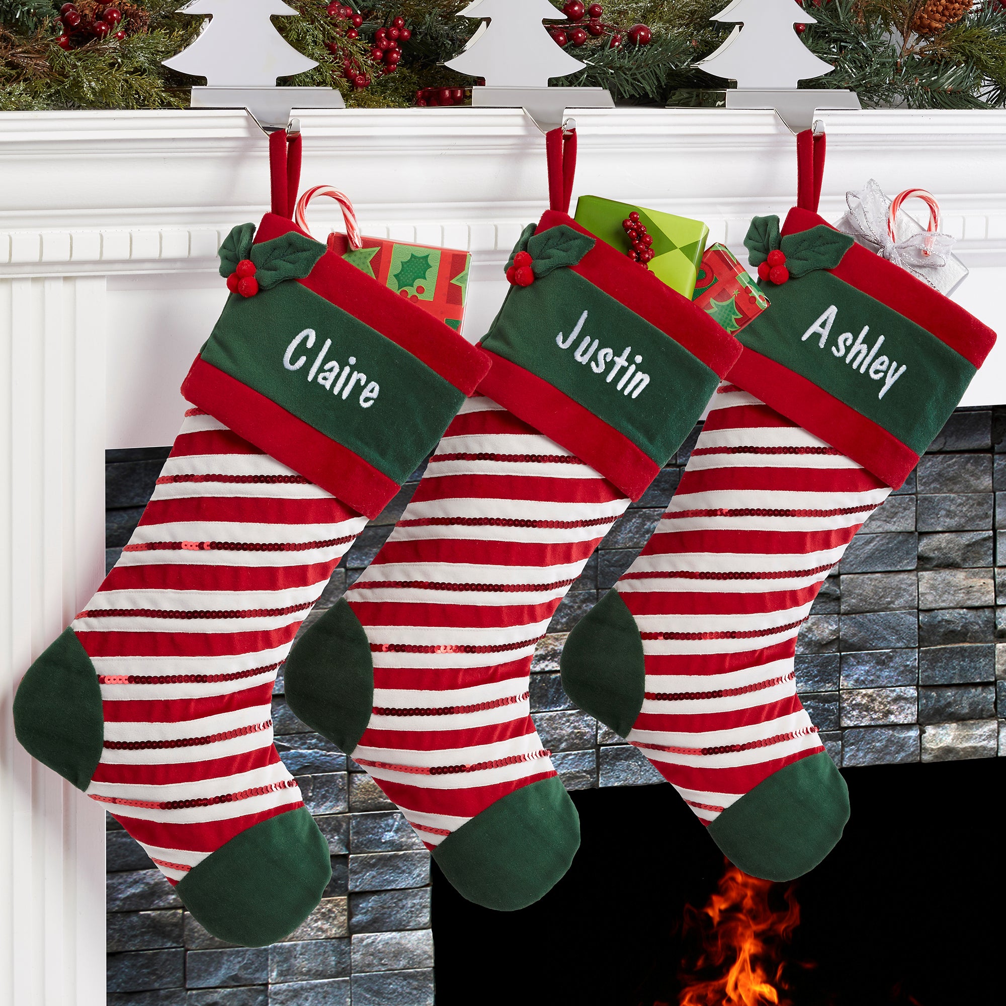 16284 - Candy Cane Sparkle Personalized Stocking