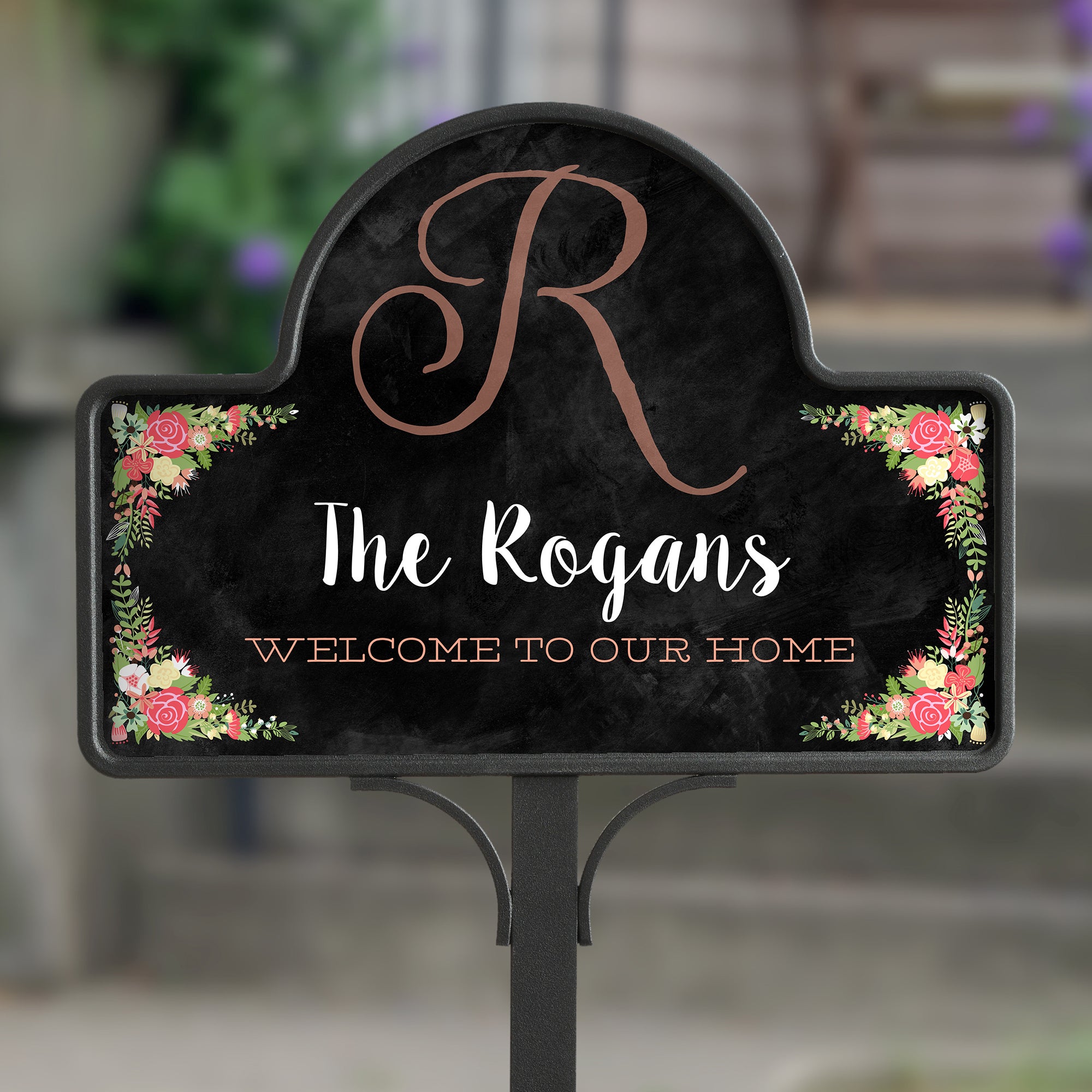 16517 - Posh Floral Welcome Personalized Magnetic Garden Sign