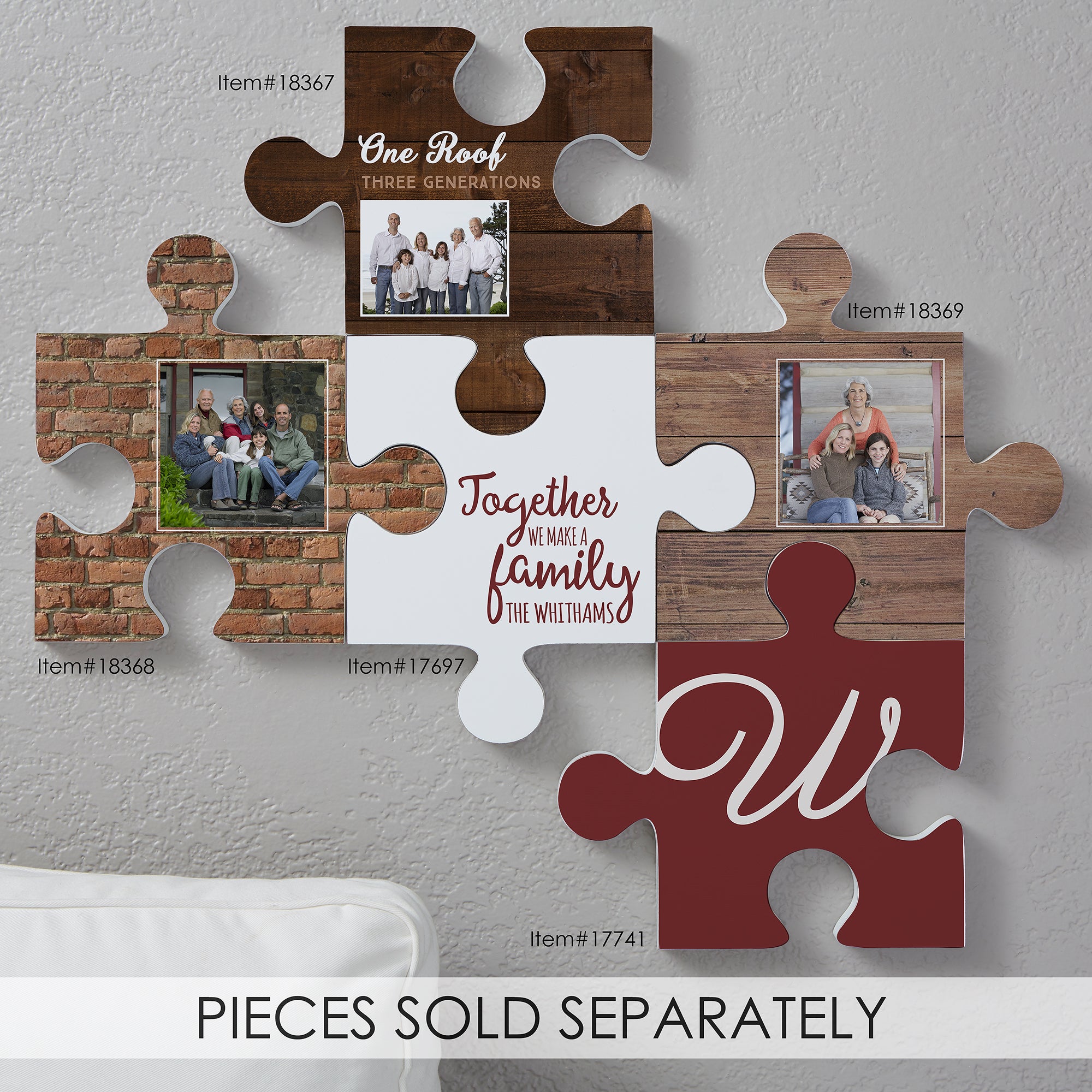 18369 - Personalized Photo Puzzle Piece Wall Décor- Wood Textures