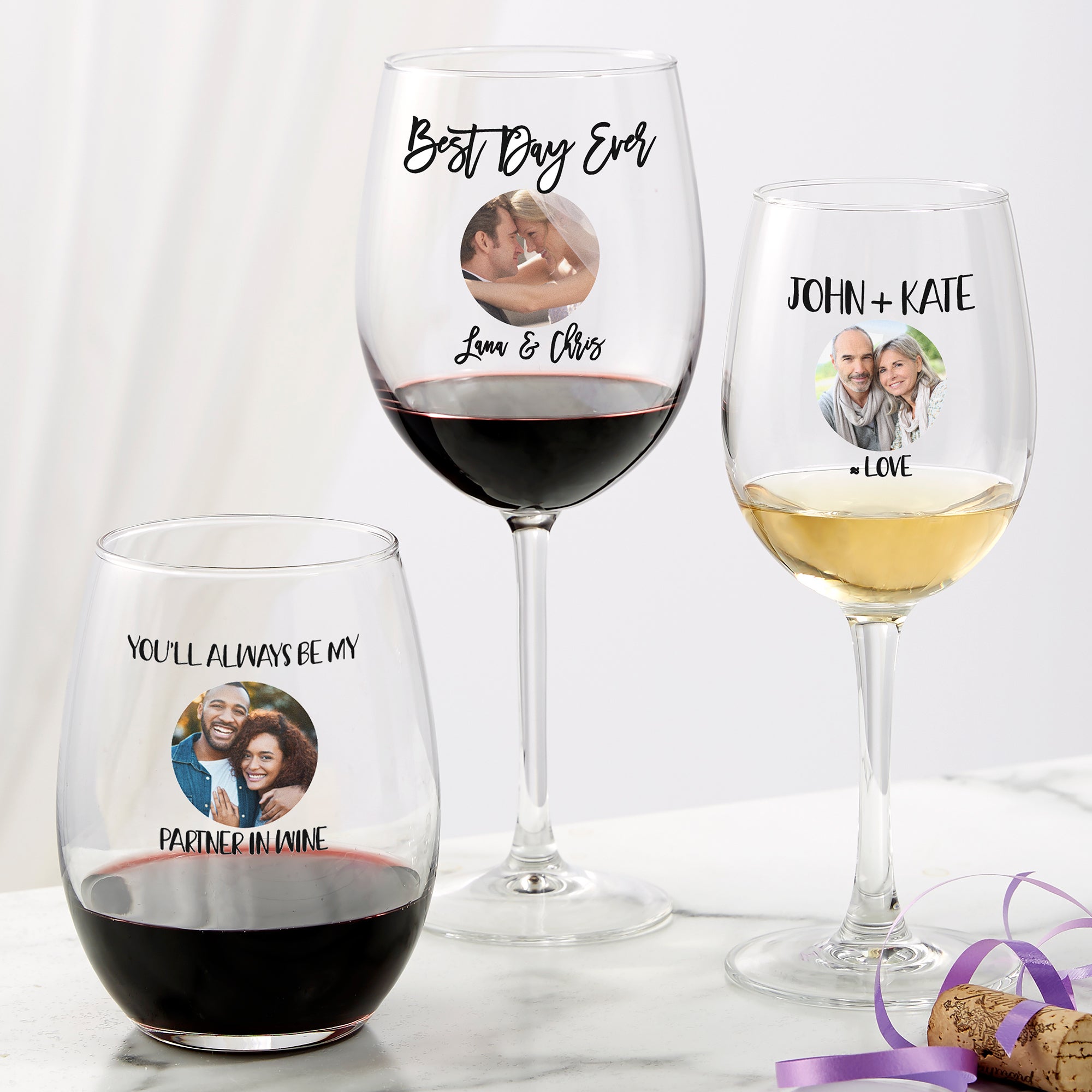 27803 - Photo Message For Couple Personalized Wine Glass Collection