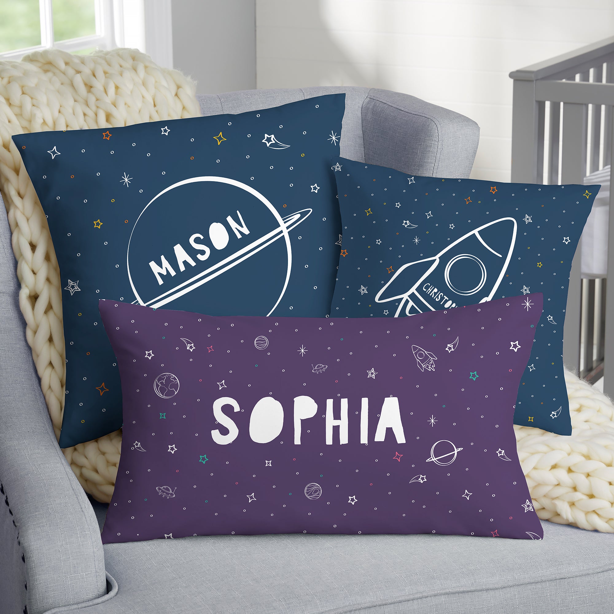28429 - Space Personalized Baby Throw Pillow