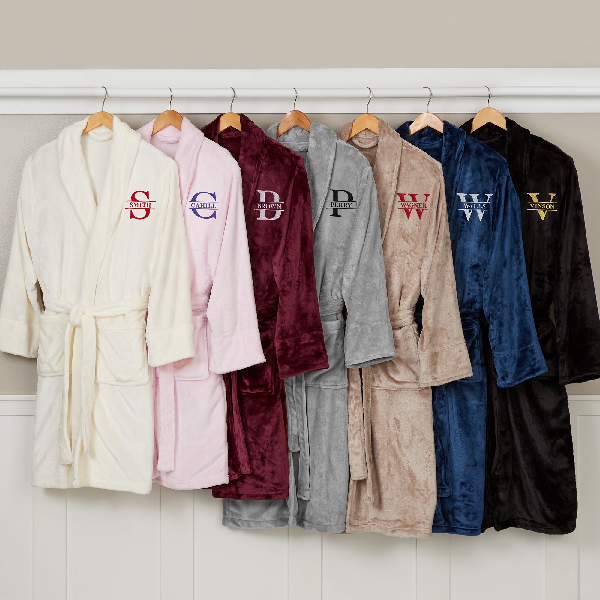 33287 - Lavish Last Name Embroidered Fleece Robes
