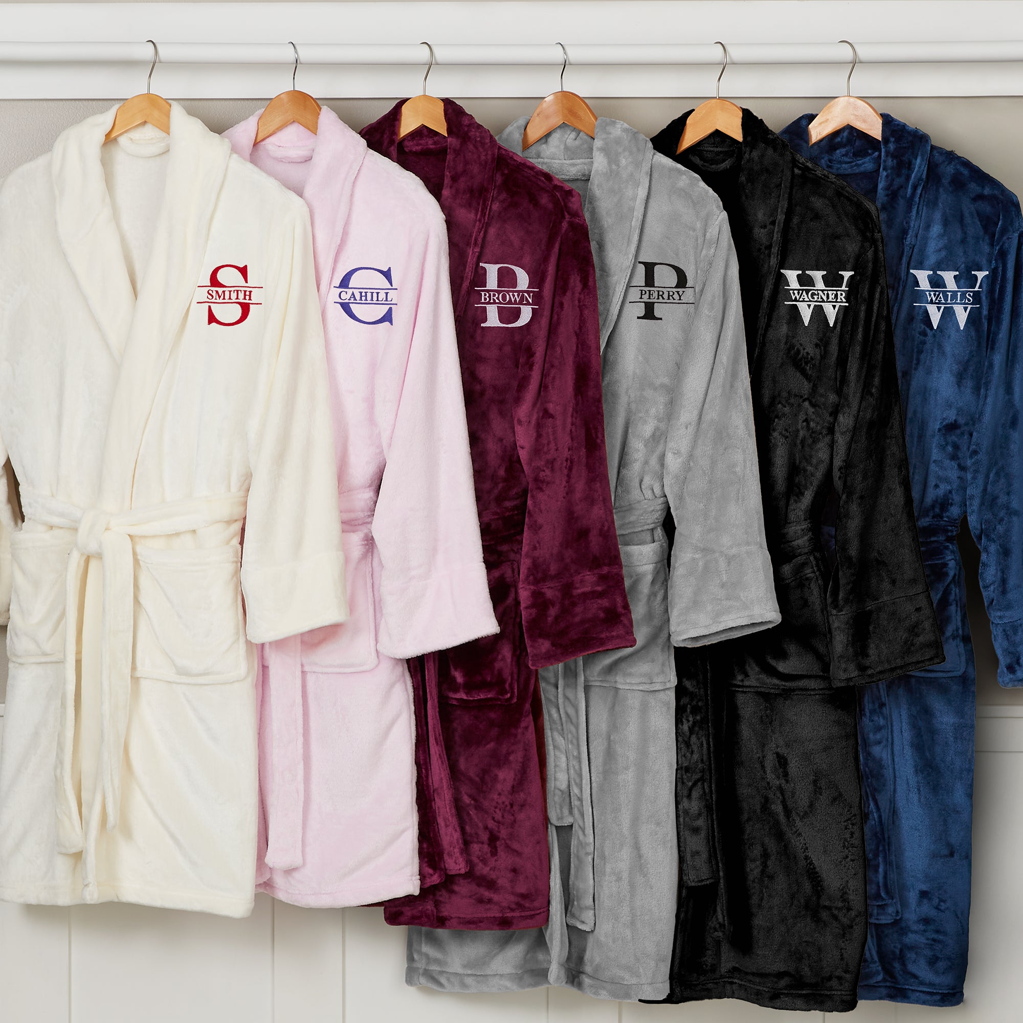 33287 - Lavish Last Name Embroidered Fleece Robes