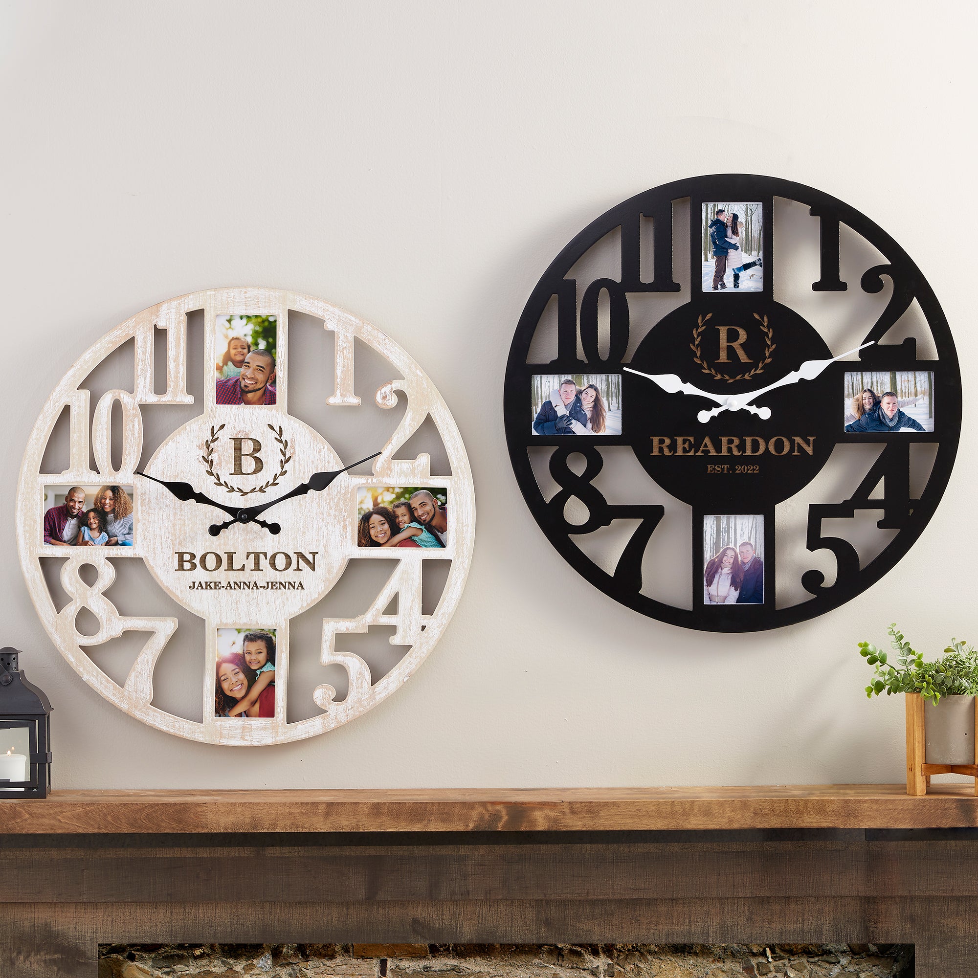 34376 - Laurel Wreath Personalized Picture Frame Wall Clock