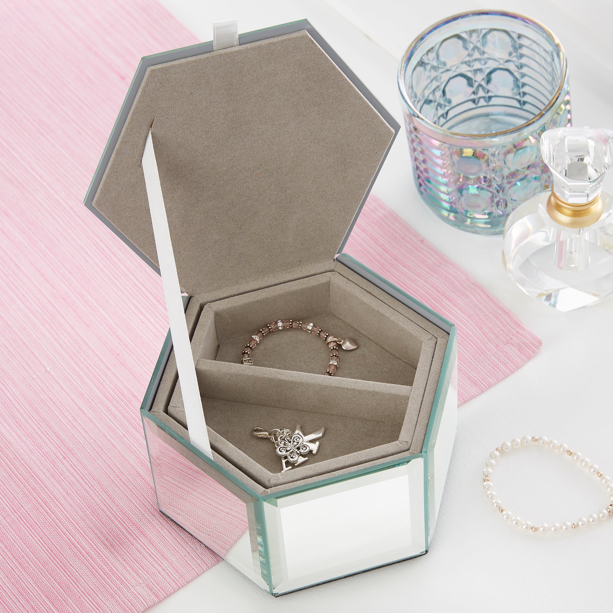 34412 - Holy Name Personalized First Communion Mirrored Jewelry Box