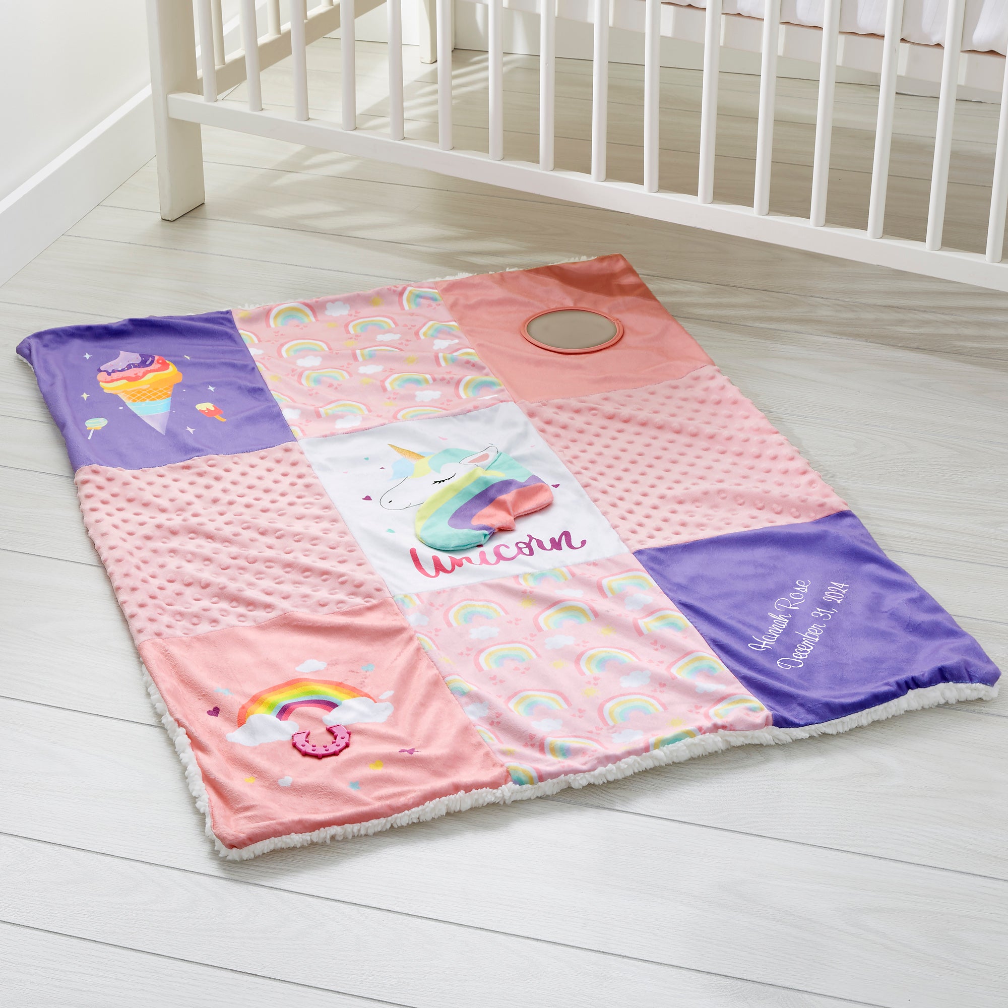 37954 - Playful Unicorn Personalized Baby Activity Mat