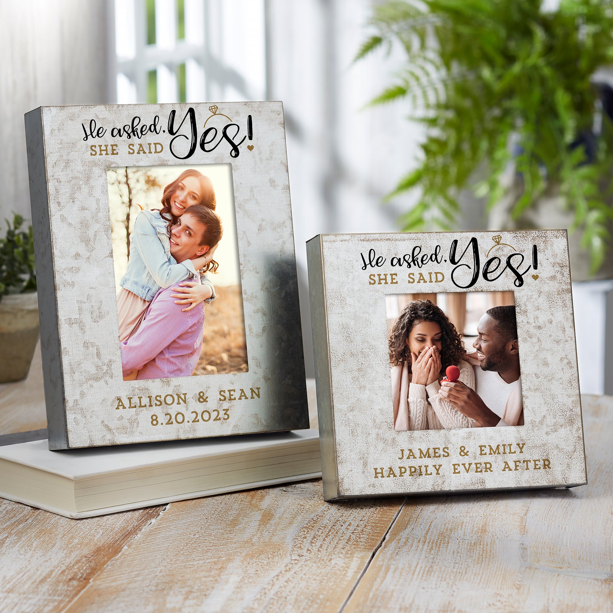 38178 - He Asked, She Said Yes Personalized Engagement Galvanized Metal ...