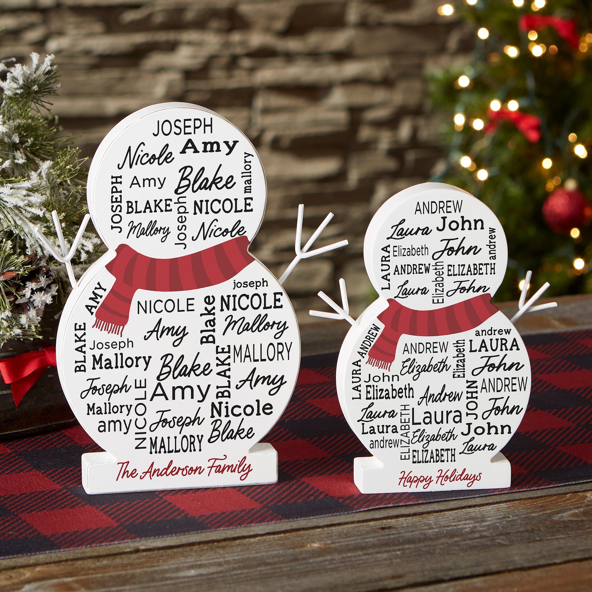 42494 - Snowman Repeating Name Personalized Wooden Snowman