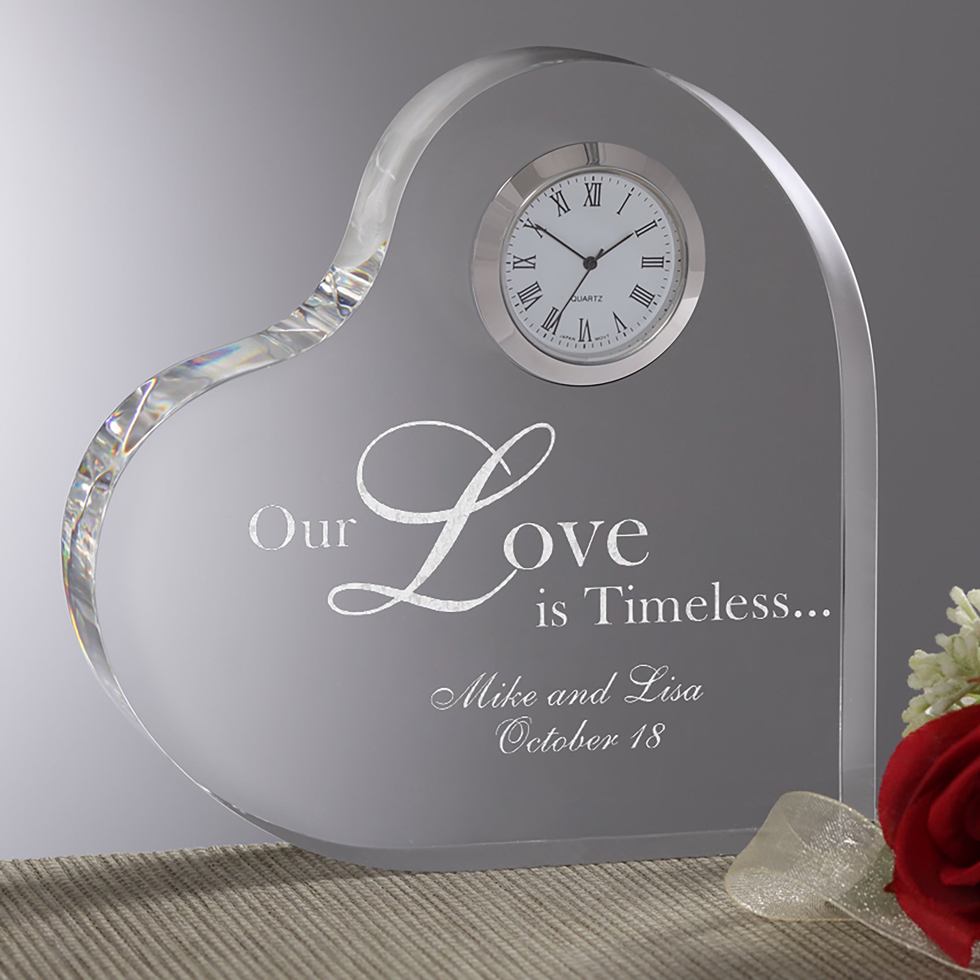 8856 - A Time for Love Engraved Heart Clock