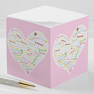 Personalized Sticky Note Cubes - Her Heart Of Love