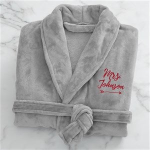 Mrs. Embroidered Luxury Grey Fleece Robe