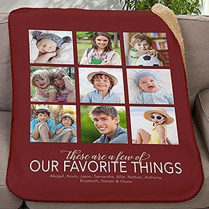 My Favorite Things Personalized 30x40 Sherpa Photo Blanket