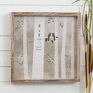 Birch Tree Love Birds 12x12 Barnwood Frame Wall Art - Home Decor