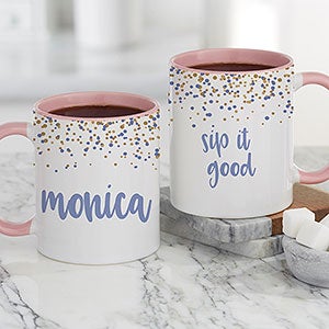 Sparkling Name Personalized Pink Coffee Mug - For Her