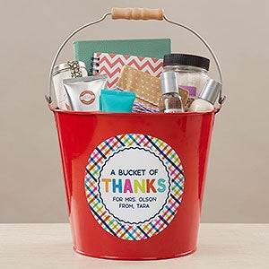 Bucket of Thanks Personalized Large Metal Bucket - Red