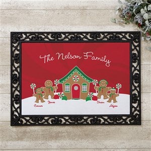 Gingerbread Family 18x27 Personalized Christmas Doormat