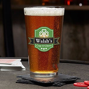 Cup O' Cheer Irish Personalized Pint Glass