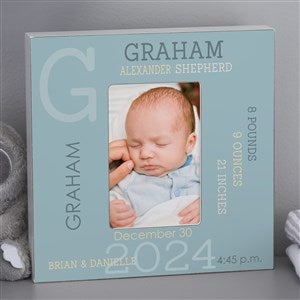 Modern All About Baby Boy Personalized 4x6 Box Frame - Vertical