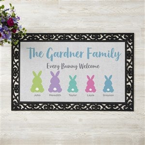 Pastel Bunny Family Character Personalized Easter Doormat - 20x35