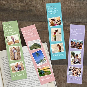 Photo Collage Personalized Paper Bookmarks - Set of 4
