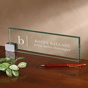 Professional Monogram Personalized Glass Desk Name Plate