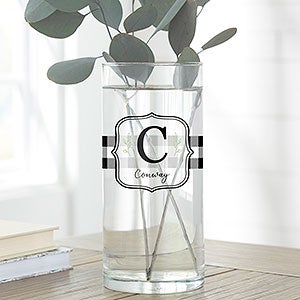 Black & White Buffalo Check Personalized Glass Flower Vase