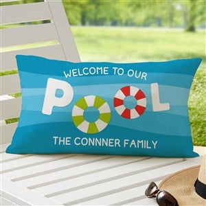 Pool Welcome Personalized Lumbar Outdoor Throw Pillow - 12x22