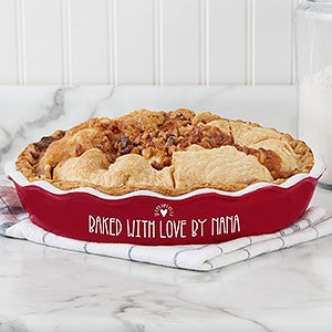 Made with Love Personalized Ceramic Pie Dish - Red