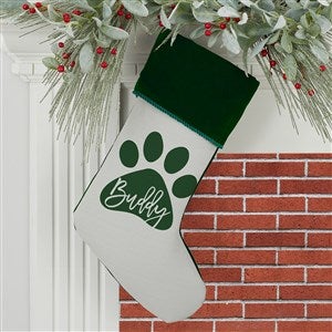 Pet Paw Personalized Green Christmas Stocking