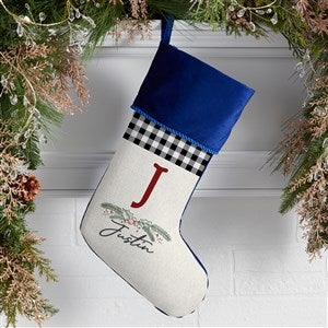 Festive Foliage Personalized Blue Christmas Stockings