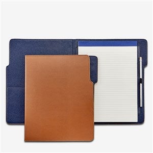 Premium Debossed Leather Padfolio - Tan