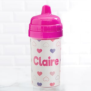 Hearts Personalized Toddler 10 oz Sippy Cup - Pink
