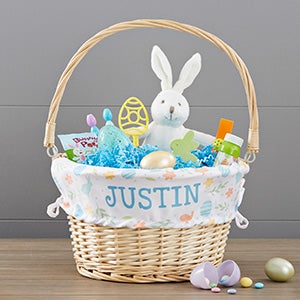 Colorful Easter Pattern Personalized Easter Basket With Folding Handle