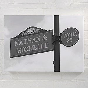 Established Street Sign Wedding Canvas Print - 16x24