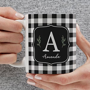 Black & White Buffalo Check Personalized Coffee Mugs