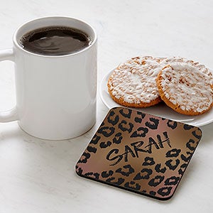 Leopard Print Personalized Coasters