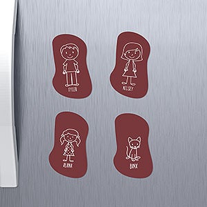 Stick Figure Family Personalized Fridge Magnet
