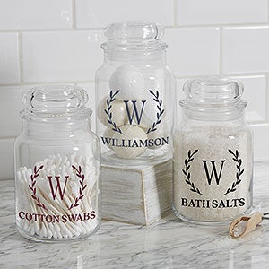 Laurel Initial Personalized Glass Storage Jars