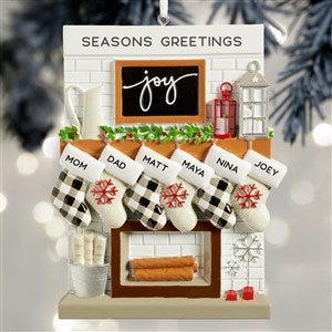 Fireplace Stockings Personalized Family Ornament- 6 Name