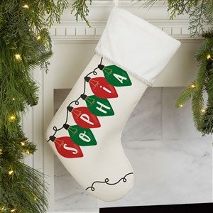 Holiday Lights Personalized Ivory Christmas Stocking