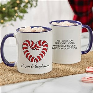 Precious Moments Candy Cane Heart Personalized Blue Mug 11oz