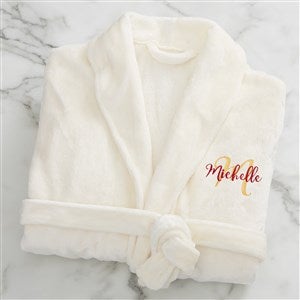 Playful Name Embroidered Fleece Robe - Ivory
