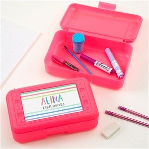 Watercolor Brights Personalized Pink Pencil Box